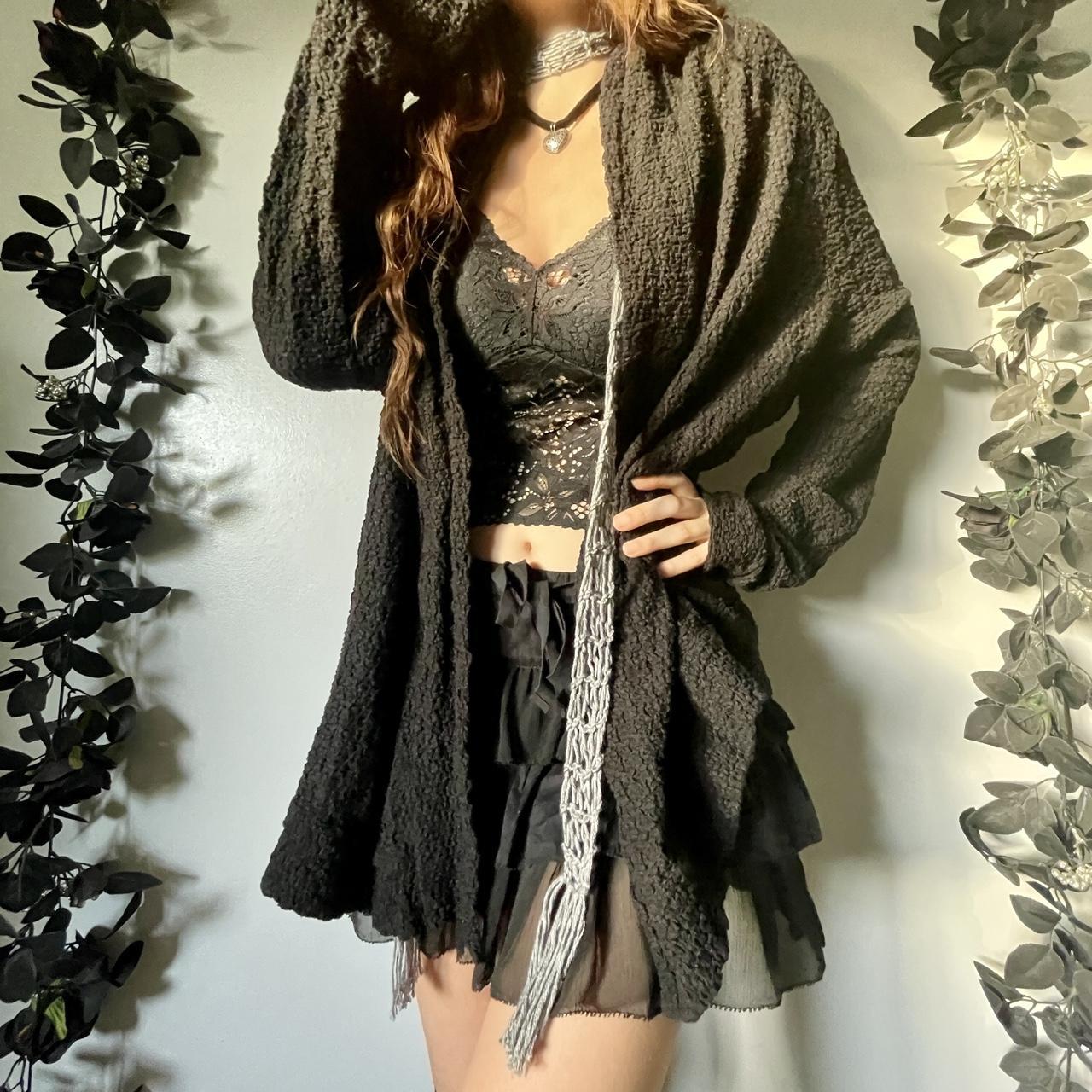 witchy goth oversized cardigan extended sleeve extra... - Depop