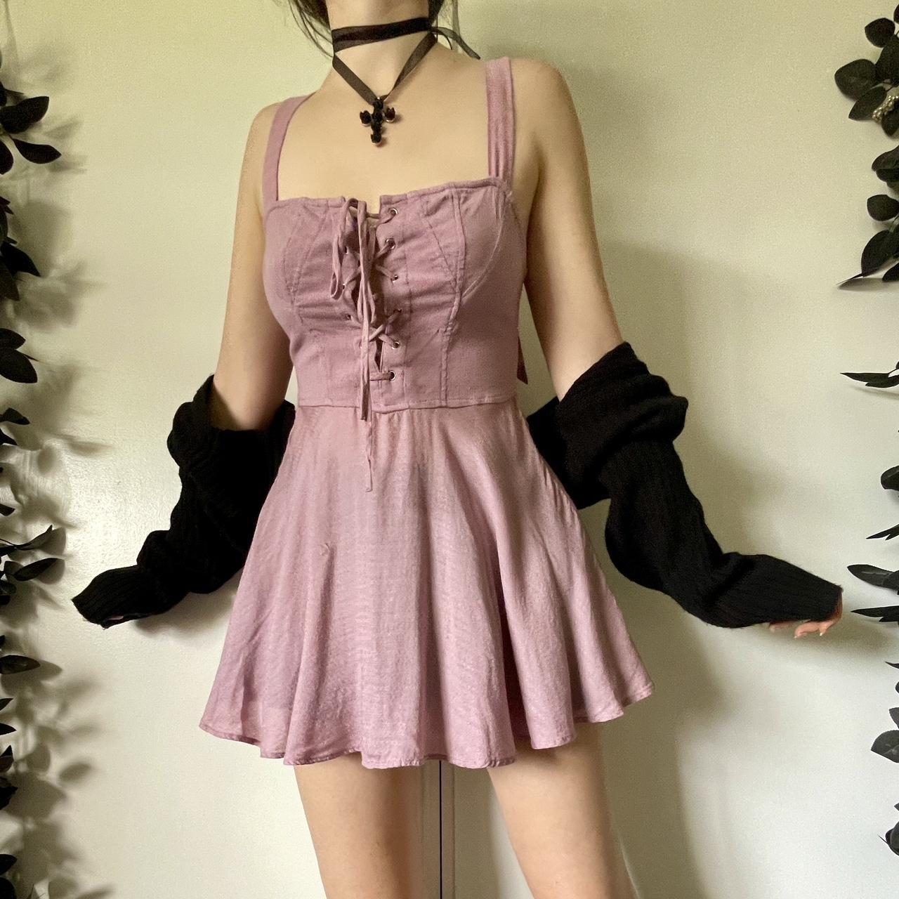 fairycore preppy ultra mini corset dress in lavender... - Depop