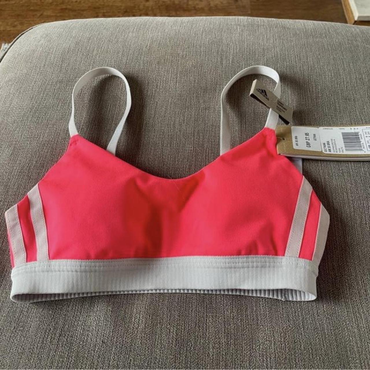 Pink and white adidas gym top, I didn’t realise it... - Depop