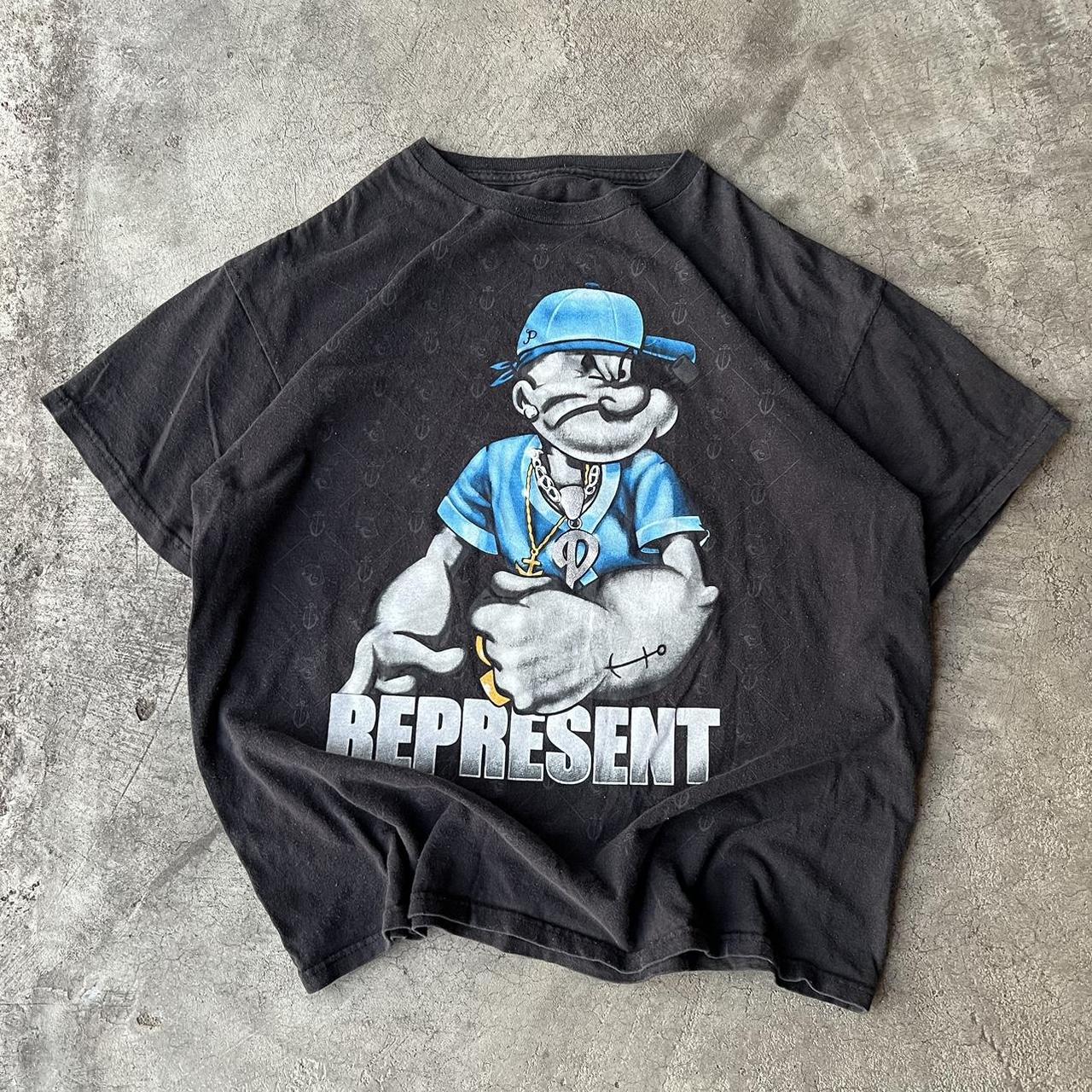 Y2K Popeye Represent Rap Tee -Excellent... - Depop