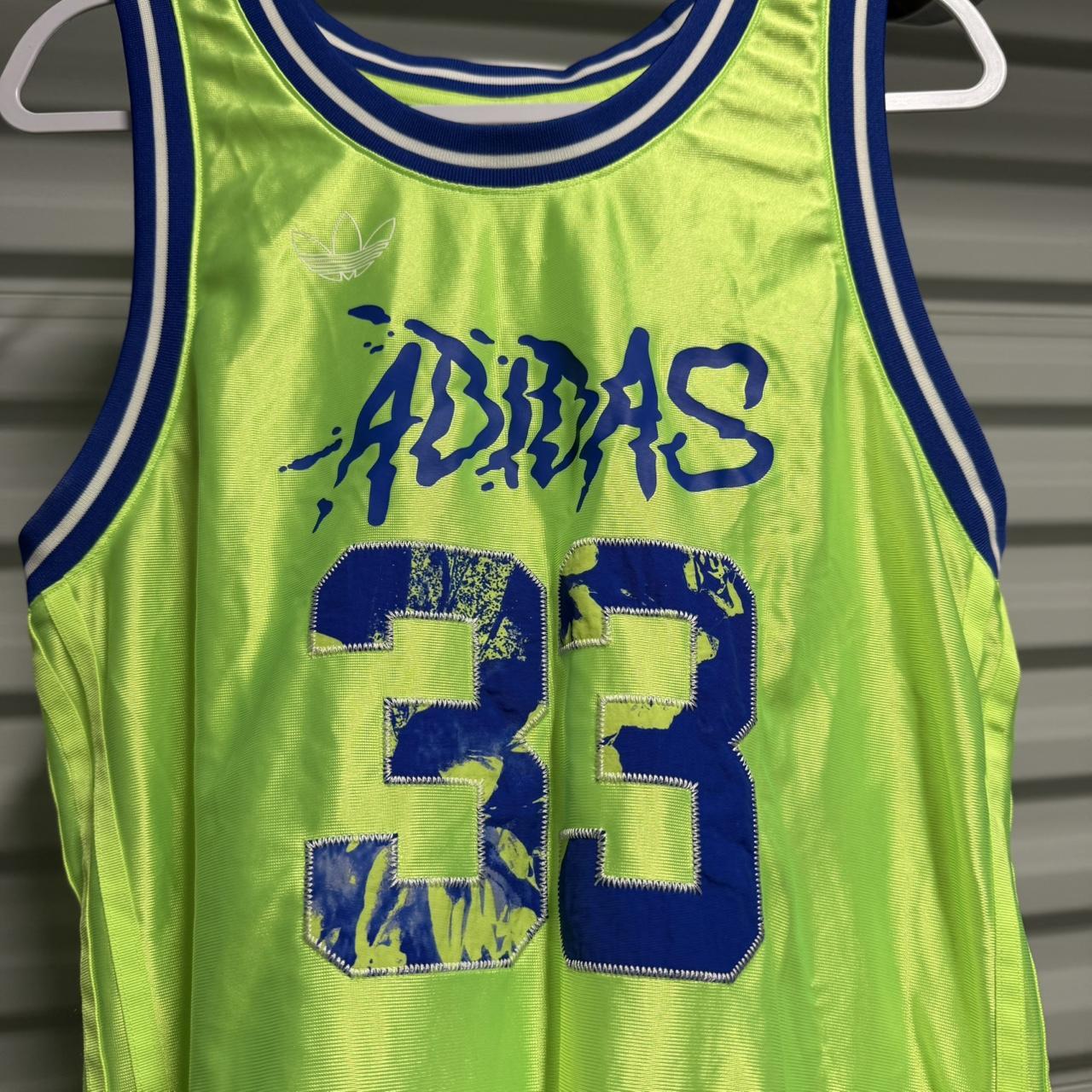 Adidas Slime Green Basketball Jersey -Excellent... | Depop