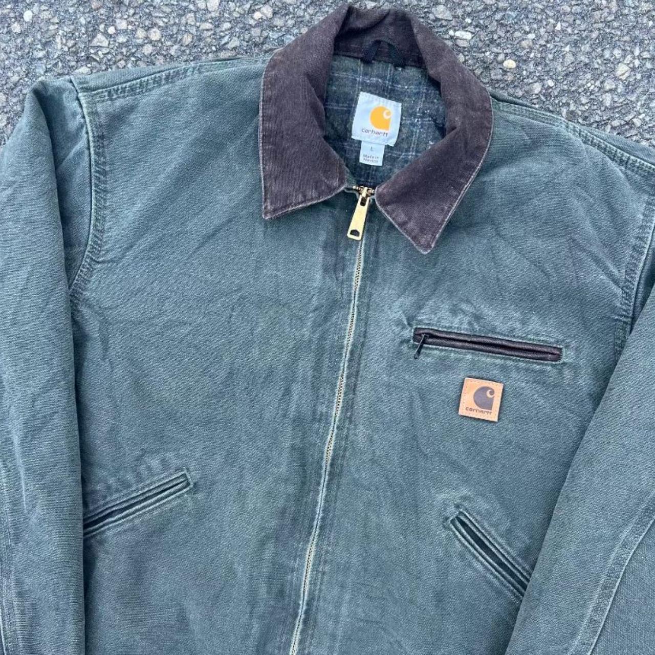 VINTAGE CARHARTT DETROIT J97 MOS green JACKET MADE... - Depop