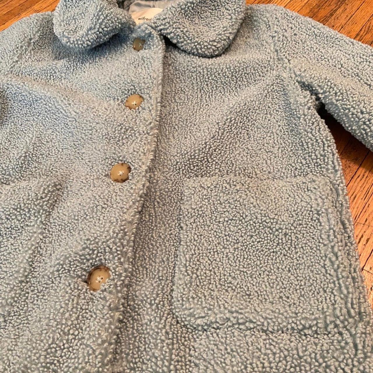Wilfred Aritzia light blue teddy jacket. 4 buttons.... - Depop