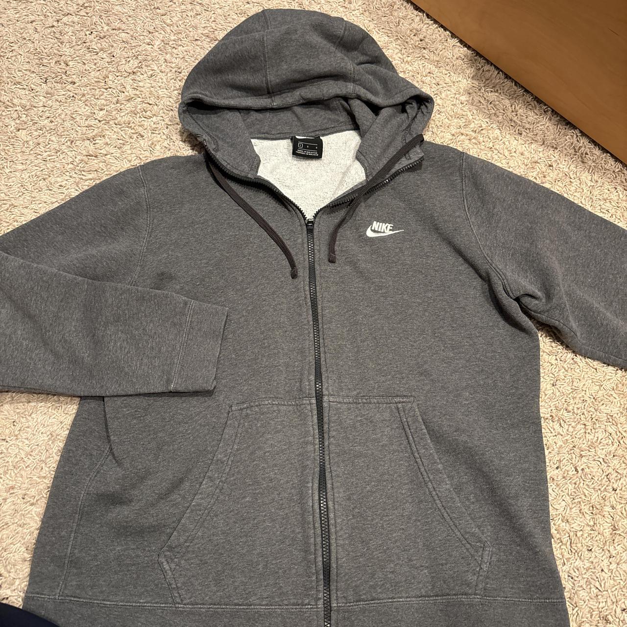 Grey Nike zip up hoodie #hoodie - Depop