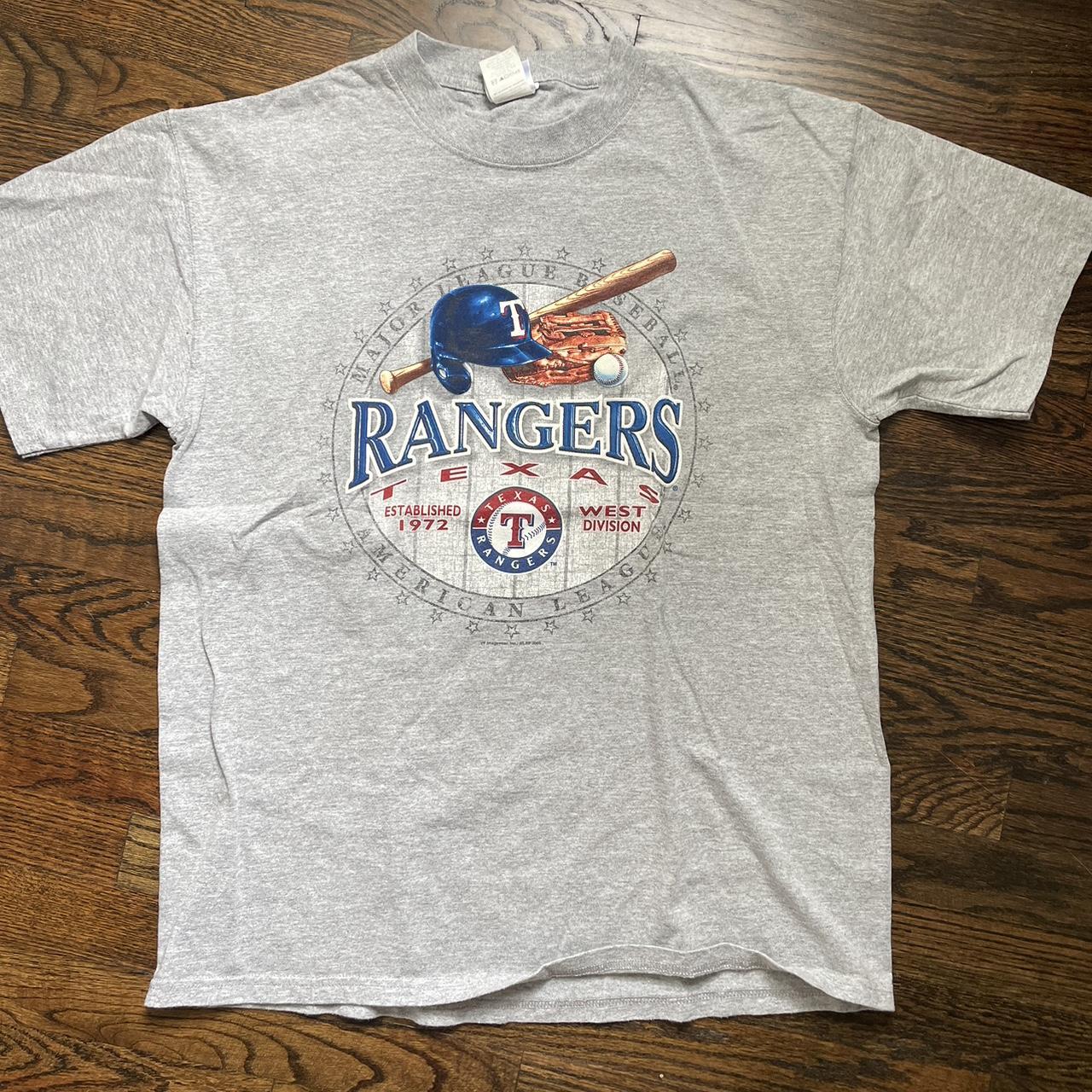 Vintage Grey Texas Rangers MLB T Shirt Size Large... - Depop