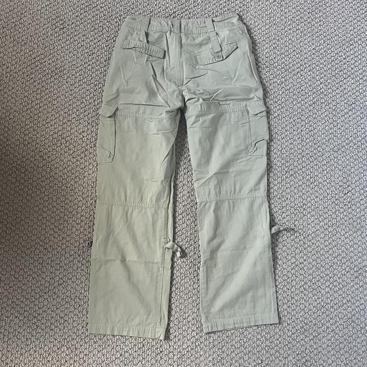 light green cargo pants with zipper and bucket... - Depop