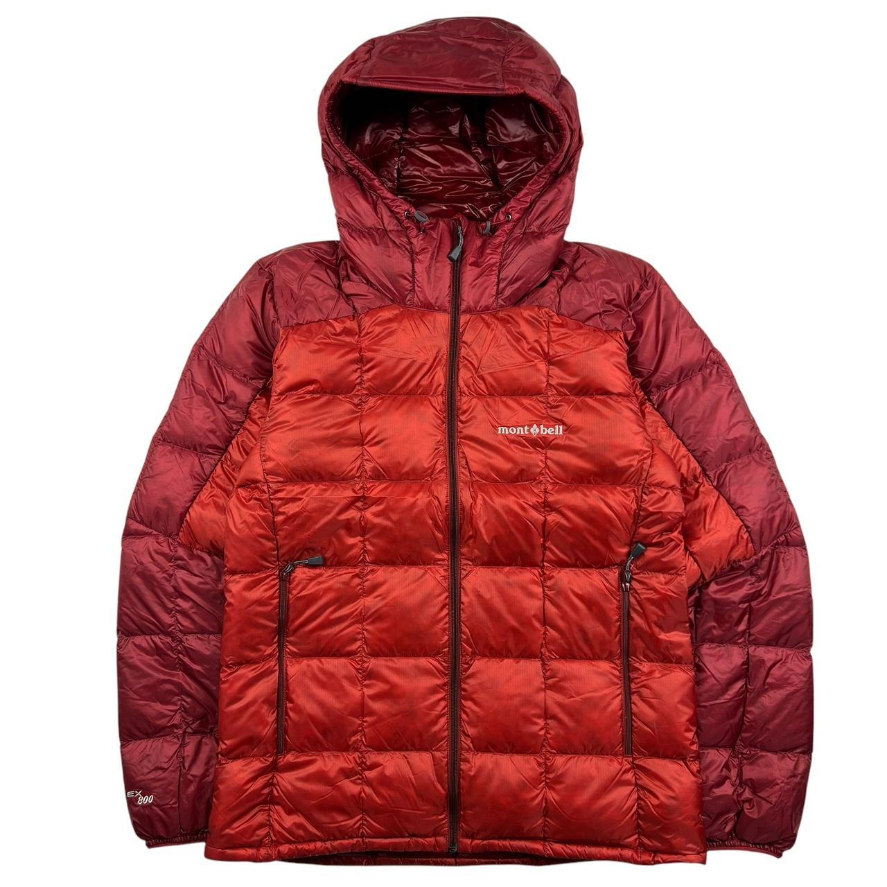 Mens Red Two Tone Square Stitch Montbell Puffer... - Depop