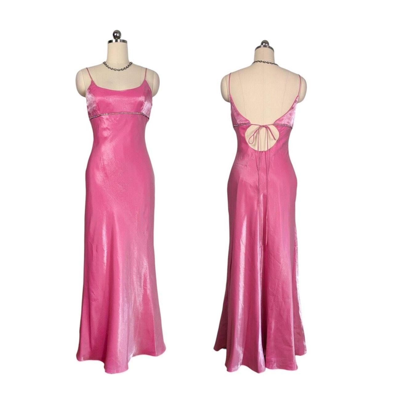 Vintage pink shimmer prom dress maxi gown from... - Depop