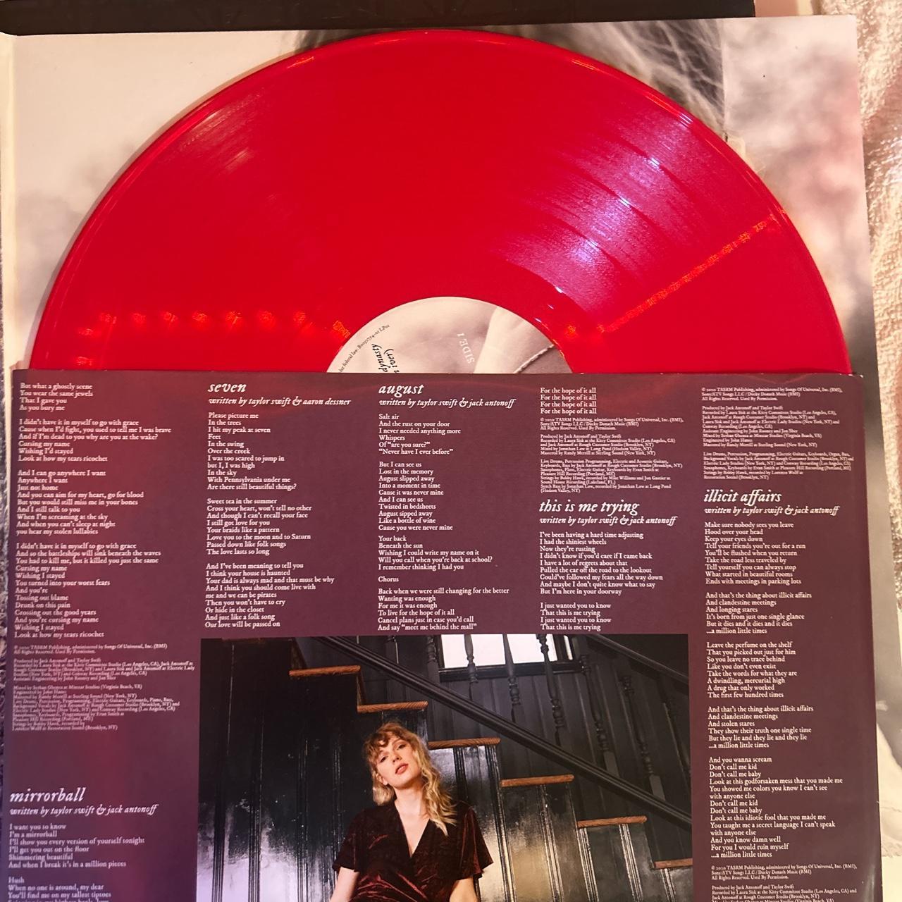 Taylor swift folklore red vinyl •like new •barely... - Depop