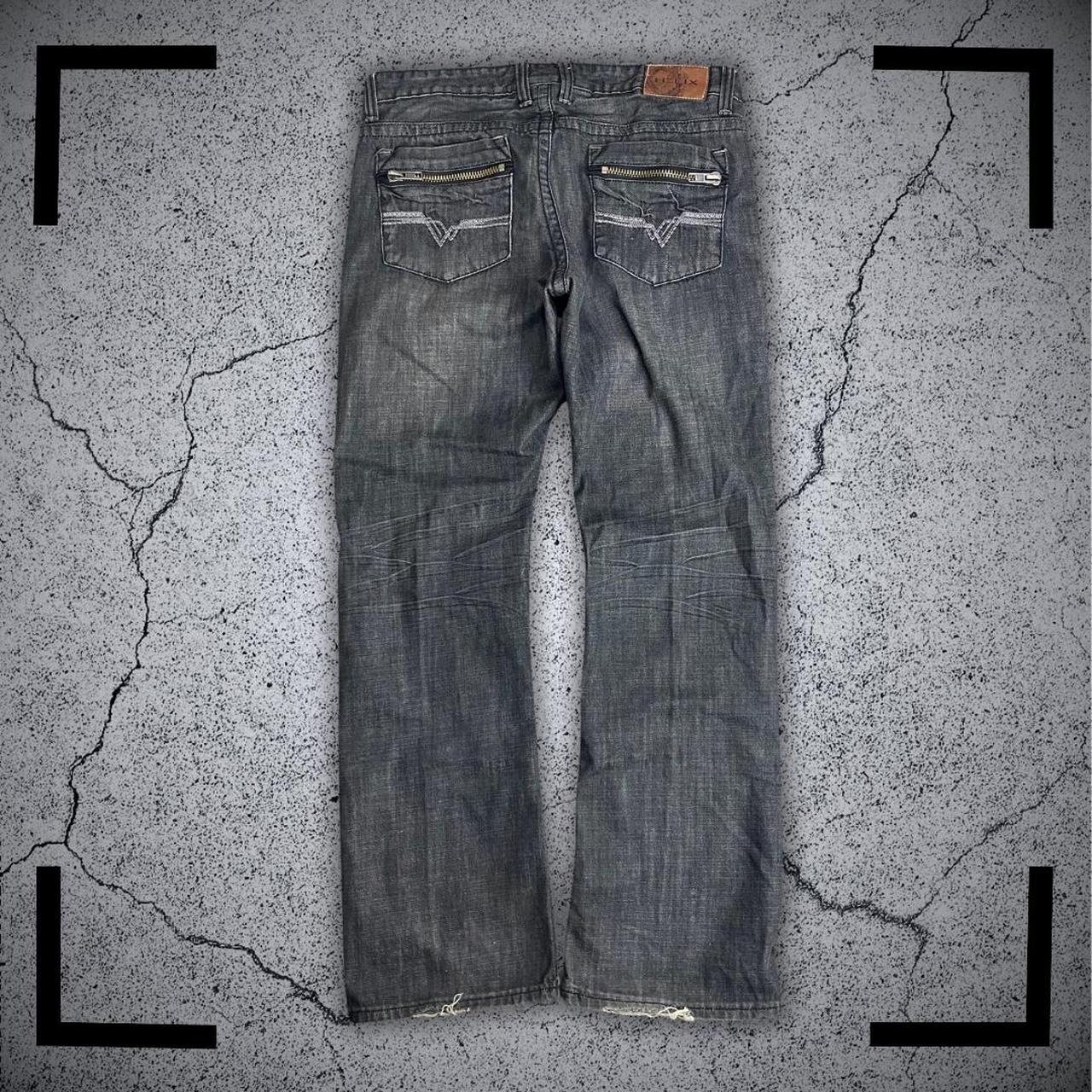 Vintage helix black slim bootcut jeans with detailed... - Depop