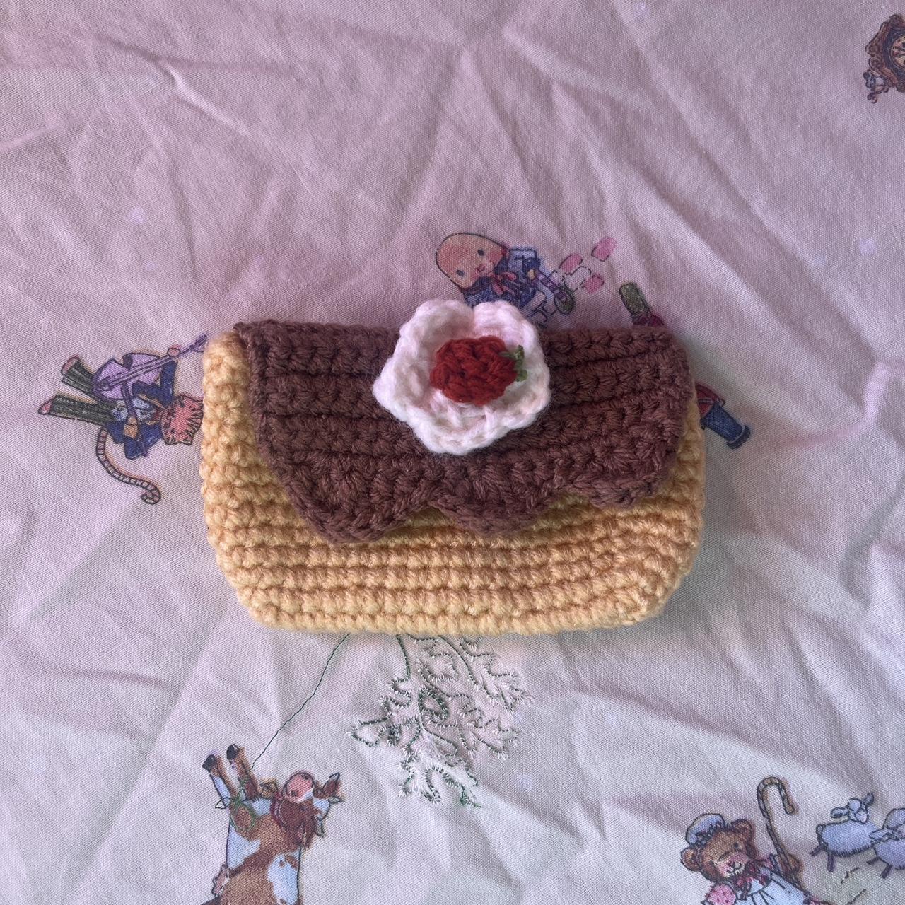pudding crochet pouch handmade! can comfortably fit... - Depop