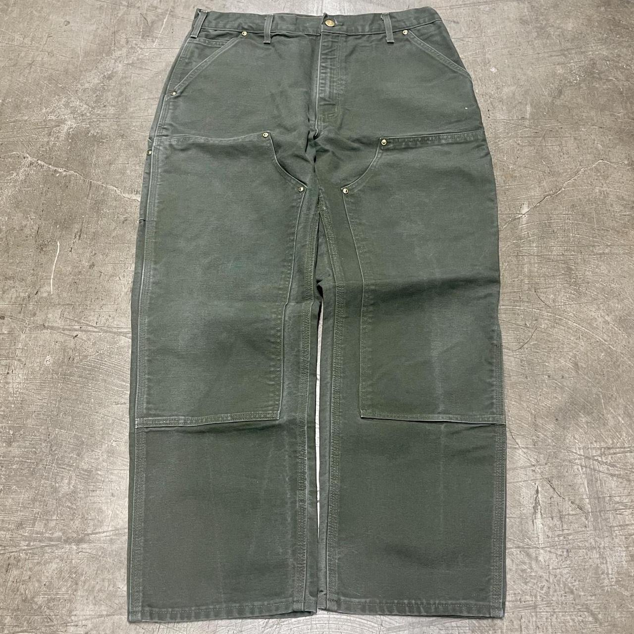 Vintage USA Made Moss Green Carhartt Double Knees... - Depop