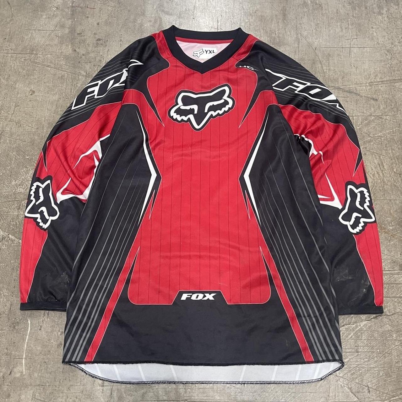 Y2K Fox Racing MotoCross Jersey Vintage red and... - Depop