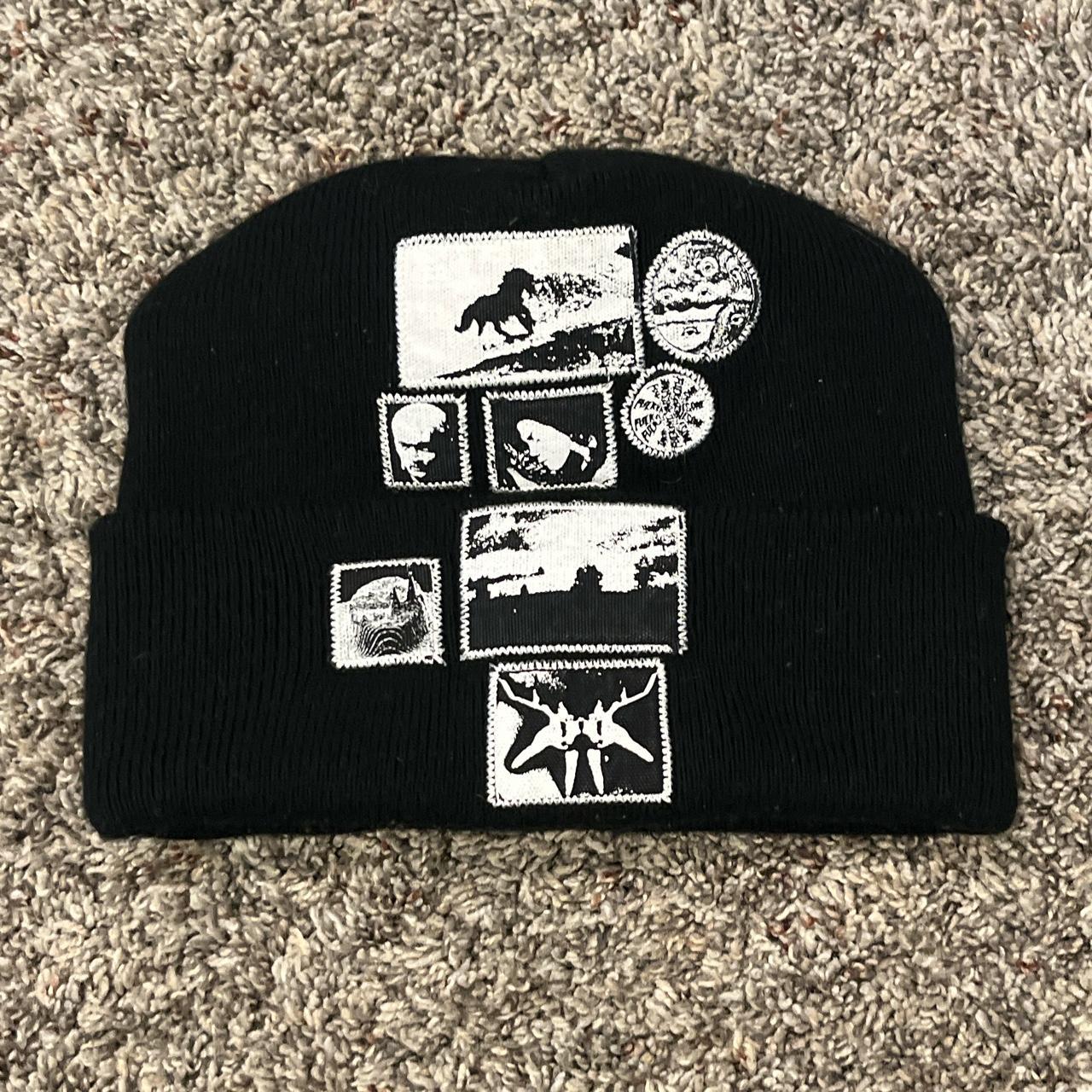 Black Graphic FA Beanie Size: OS Condition: 9/10... - Depop