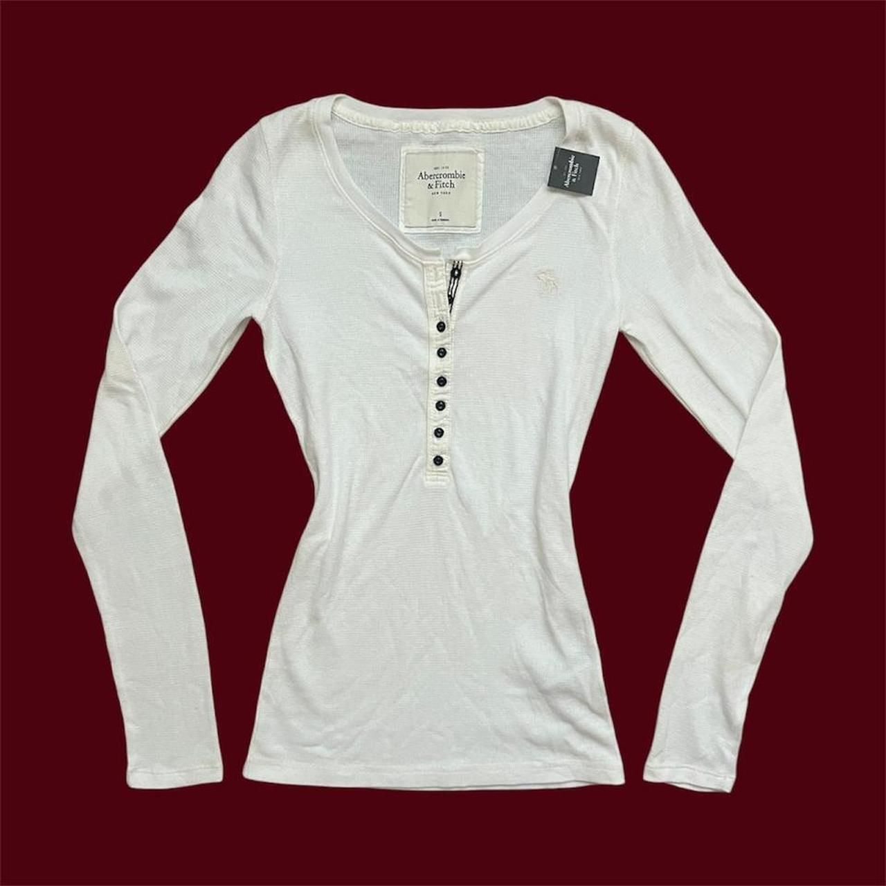vintage white abercrombie & fitch long sleeve... | Depop