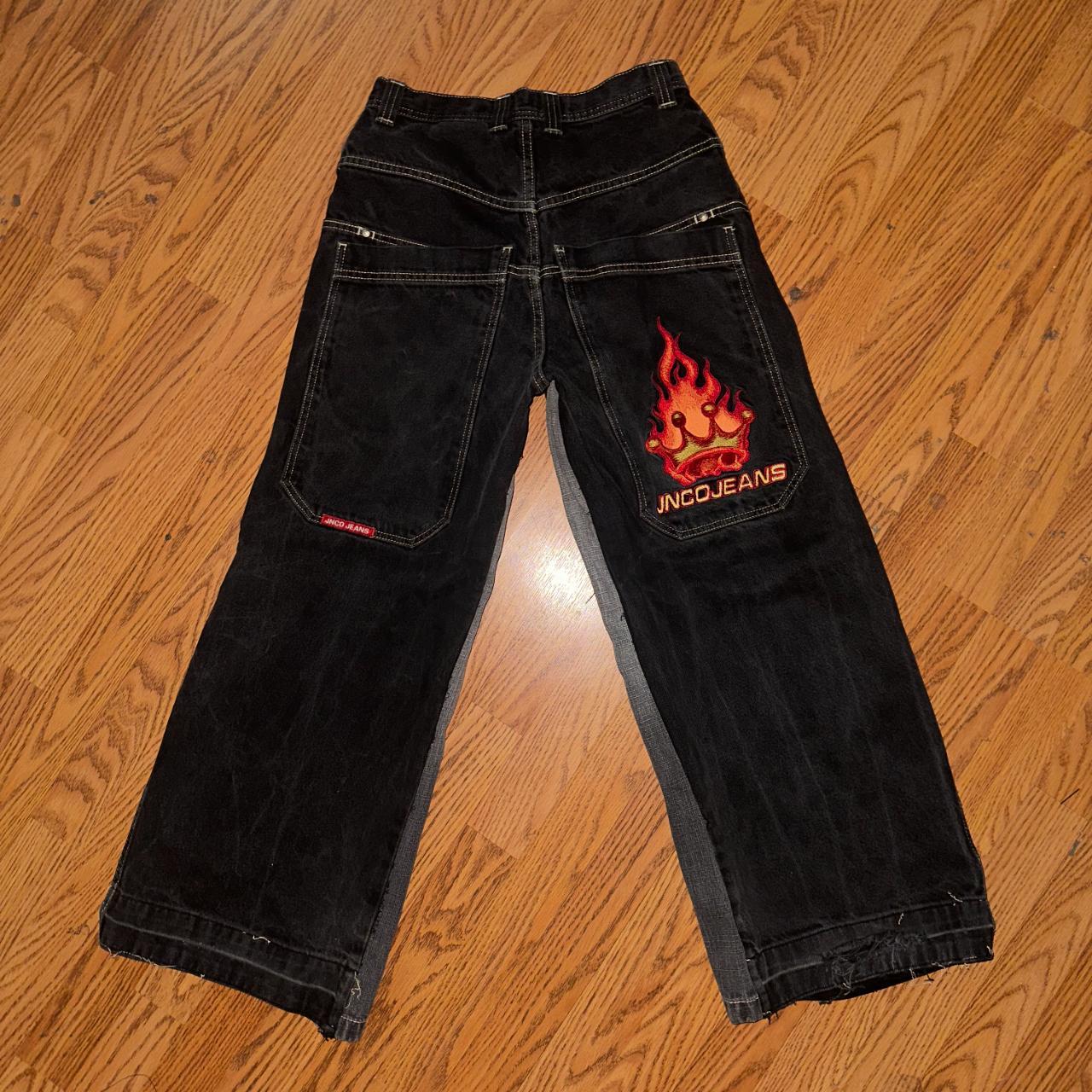 JNCO Jeans Tagged Kids 14 Measured 28x27 Extra piece... - Depop