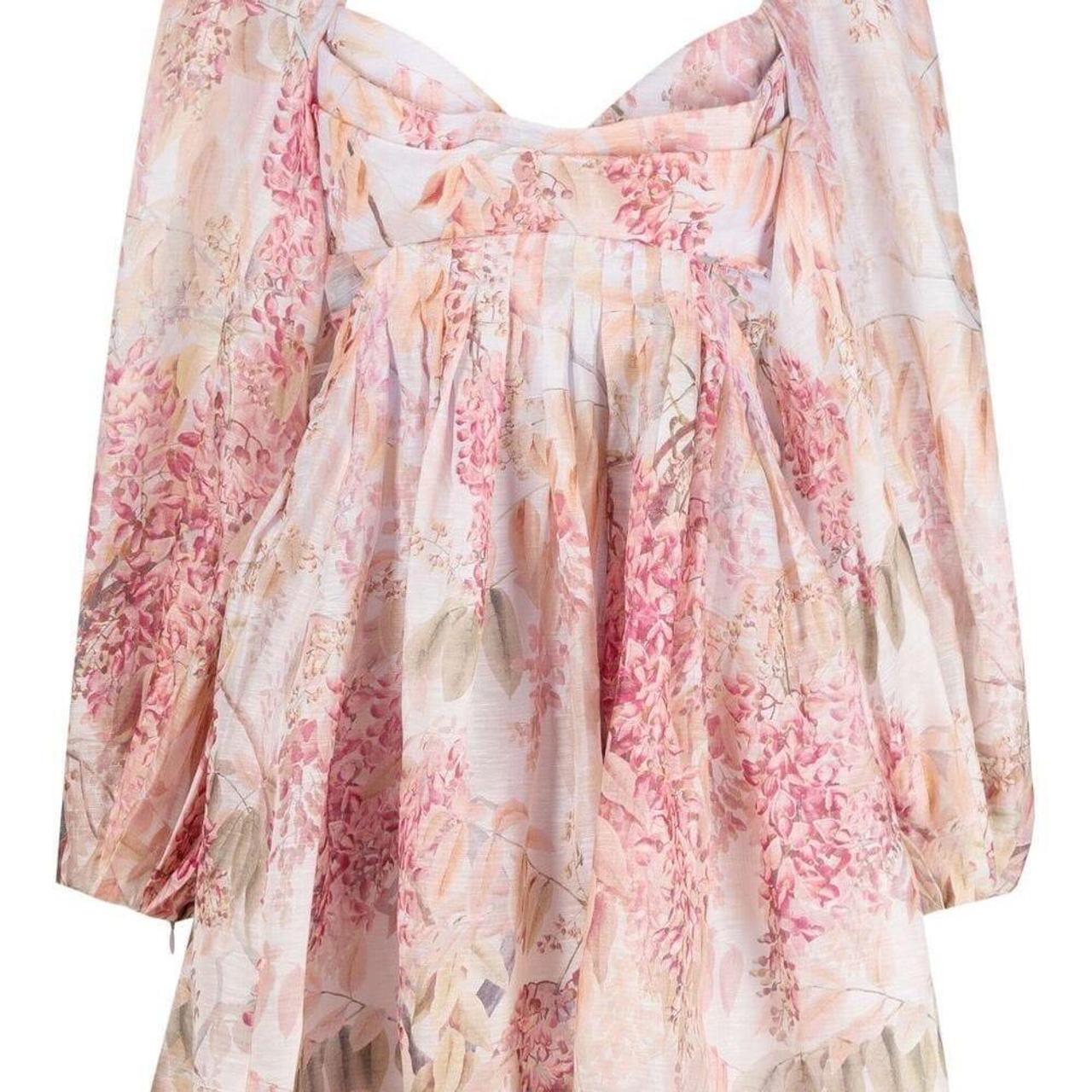 Zimmermann Wild Botanica pink long sleeve dress.... - Depop