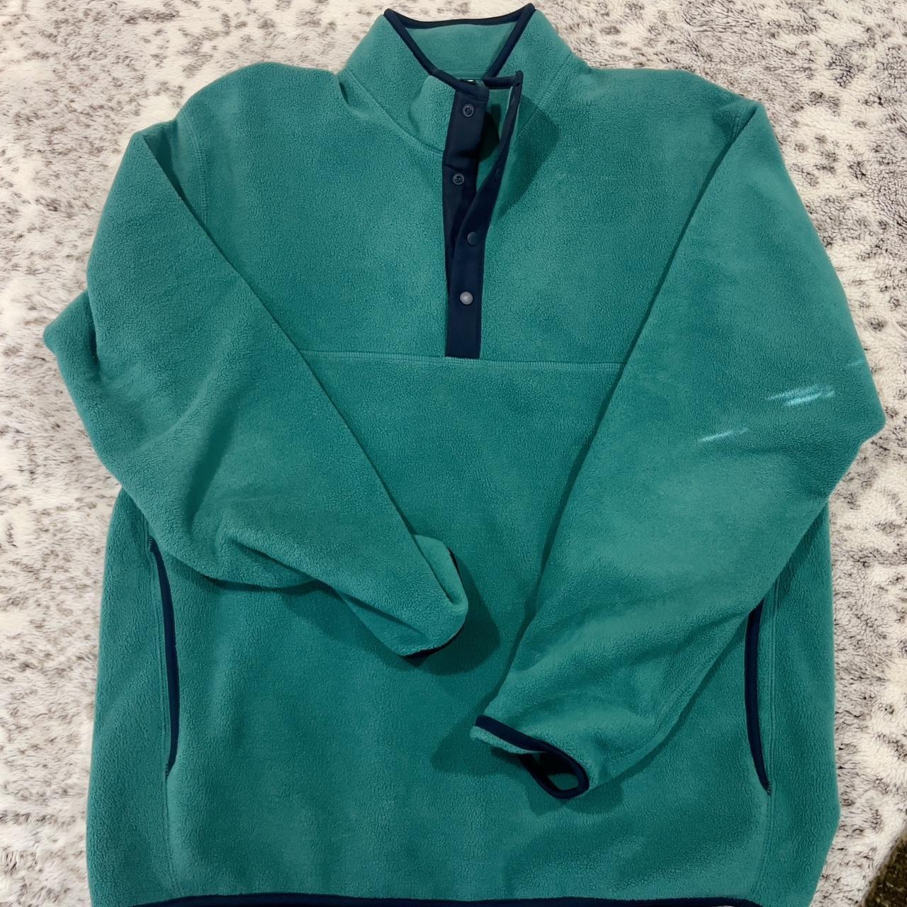 Large Uniqlo Quarter-Zip fleece with button closure.... - Depop