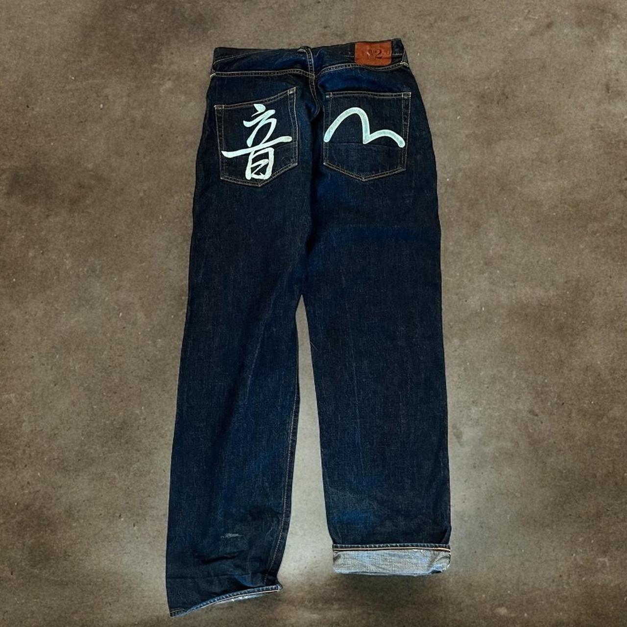 Custom made in Japan Evisu indigo dyed jeans 34/35... - Depop