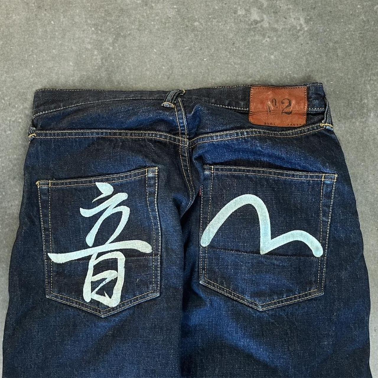 Custom made in Japan Evisu indigo dyed jeans 34/35... - Depop