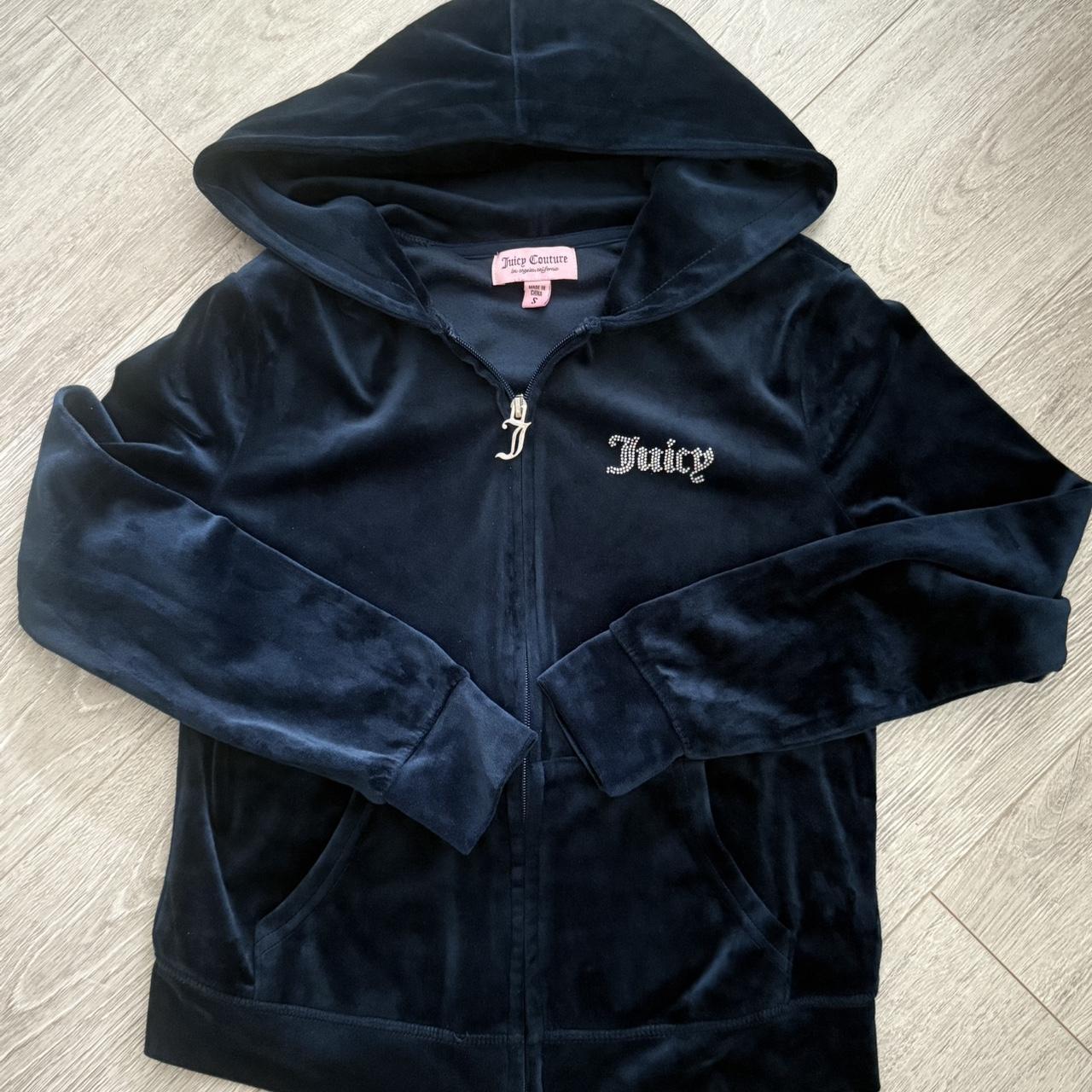 Navy blue Juicy Couture velour zip up hoodie #hoodie... | Depop