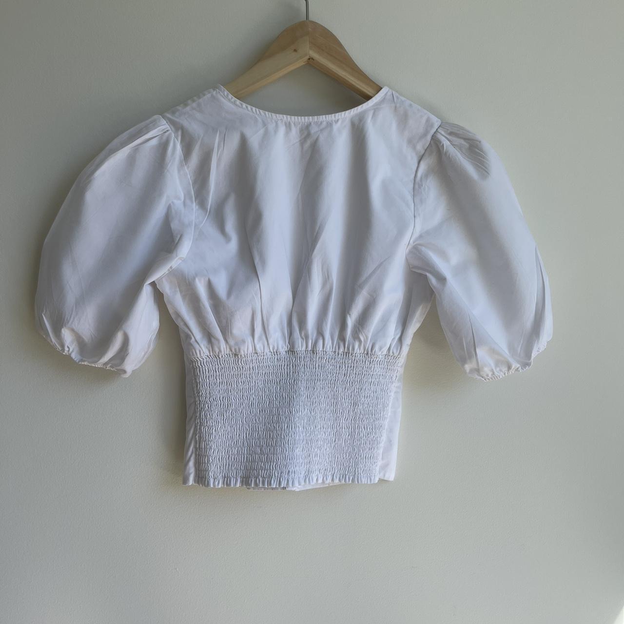 Abercrombie & Fitch white top, deep v neck, gathered... - Depop