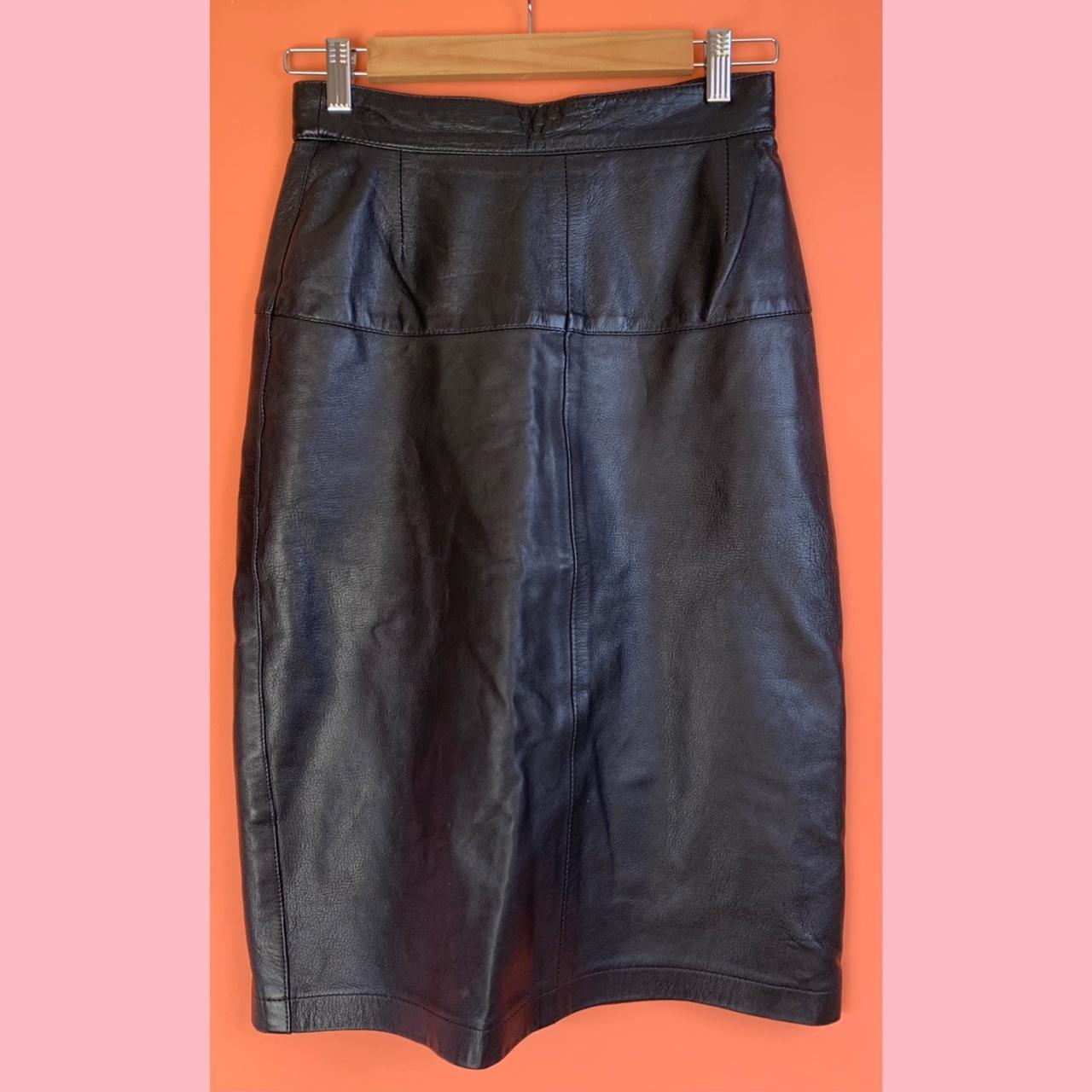 Frontline Real Leather Skirt • High Waisted Pencil Depop