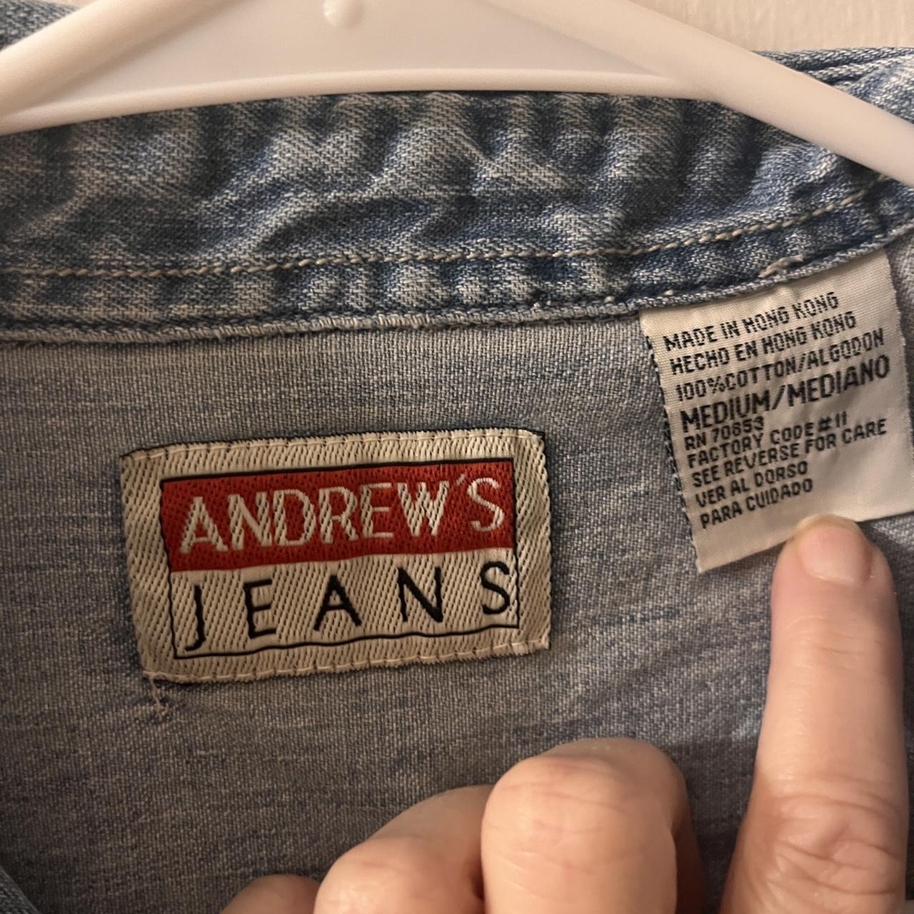 90’s Andrew’s Jeans jean shirt Perfect to layer... - Depop