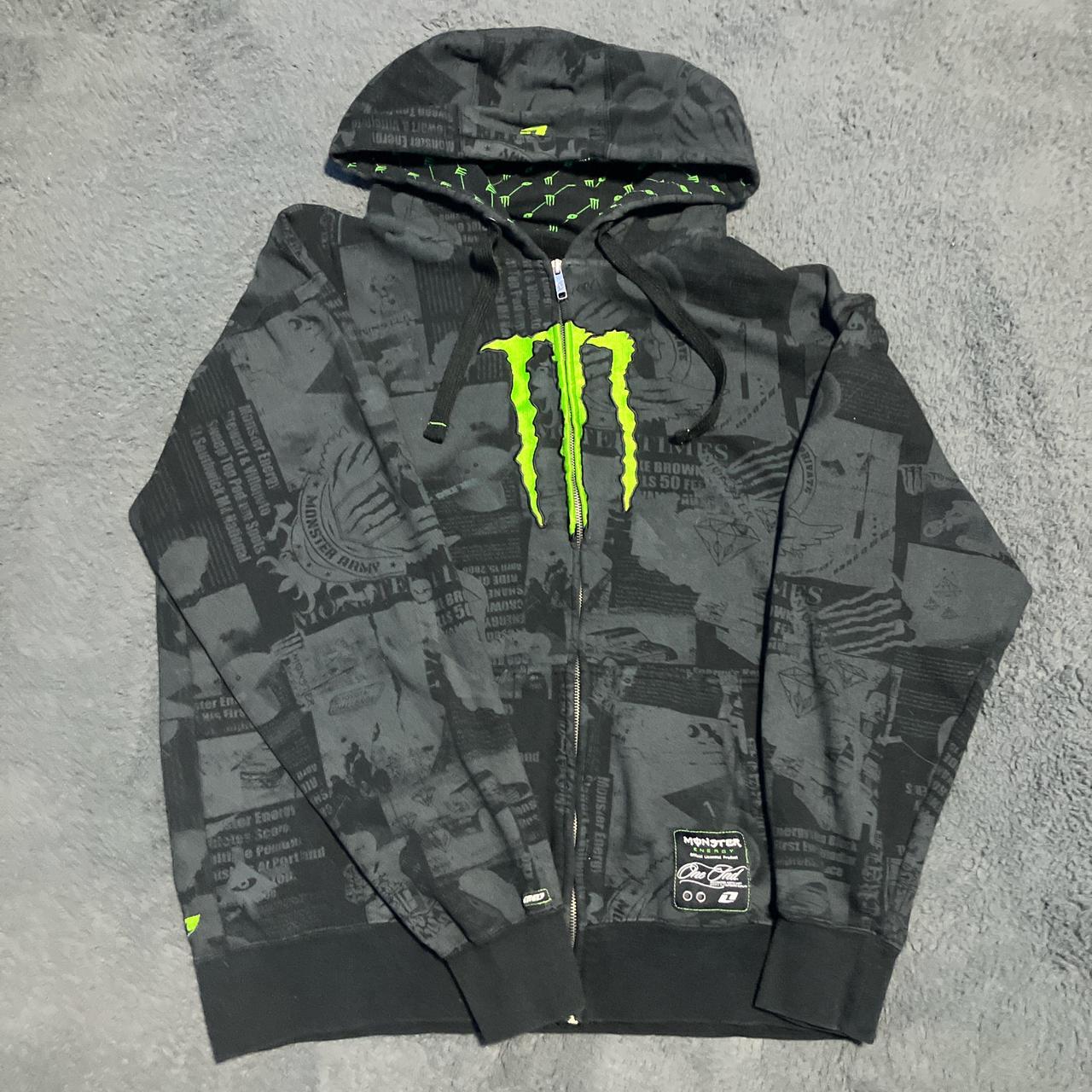monster zip up embroidered all over hood design... - Depop