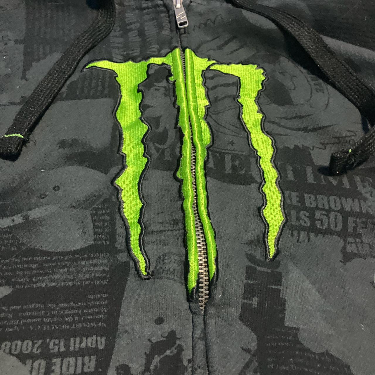 monster zip up embroidered all over hood design... - Depop