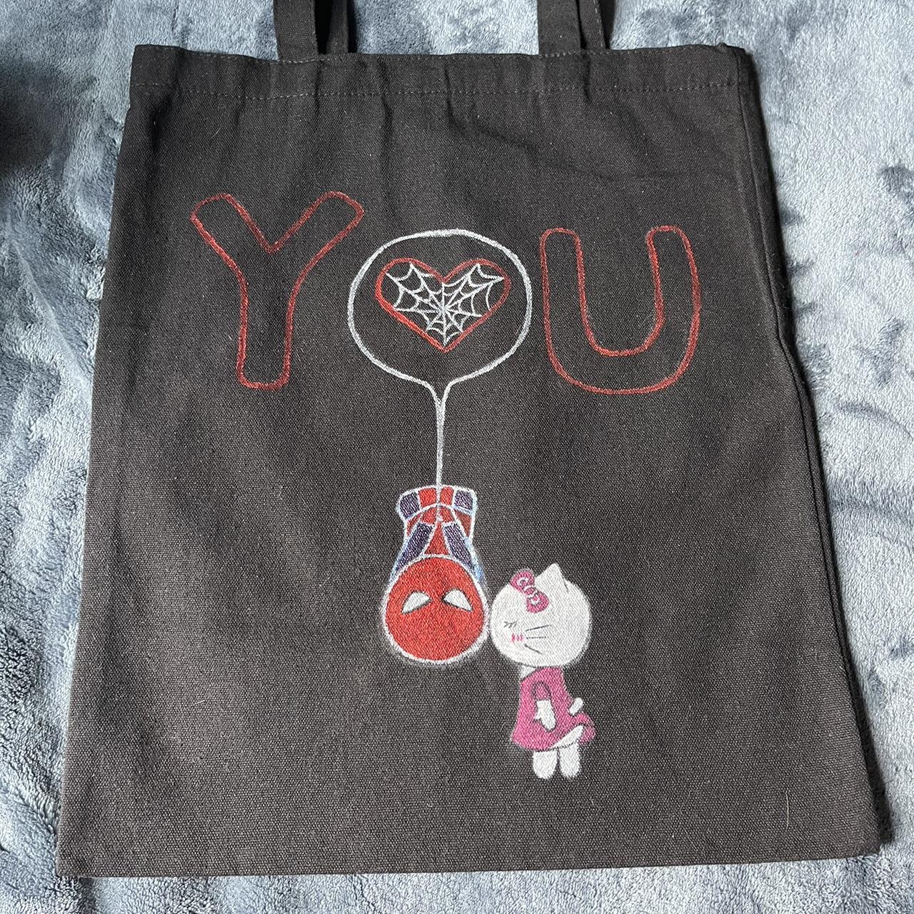 Halloween Hello kitty Spider-Man hand painted tote... - Depop