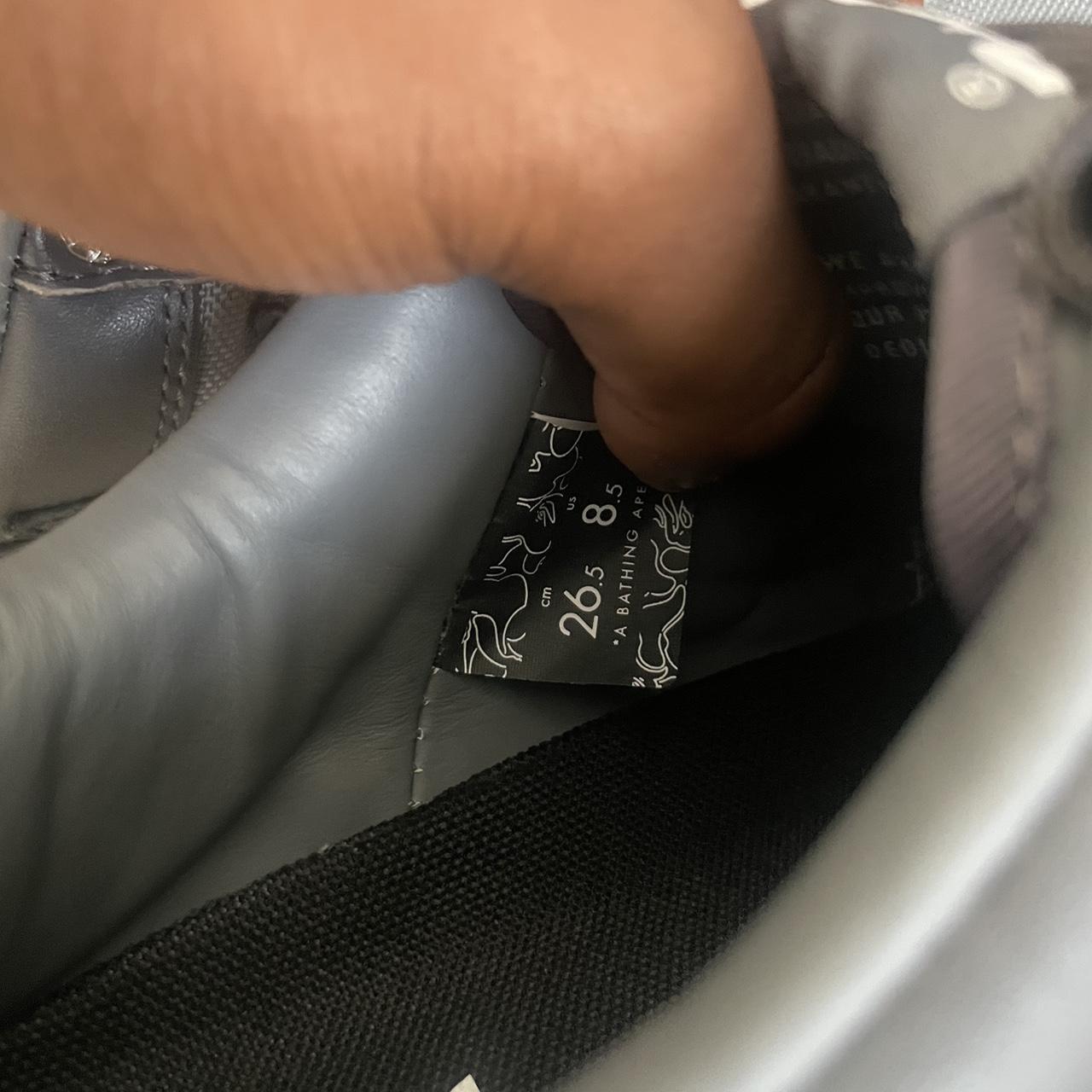 bapestas size 8.5 grey light grey and white and glow... - Depop