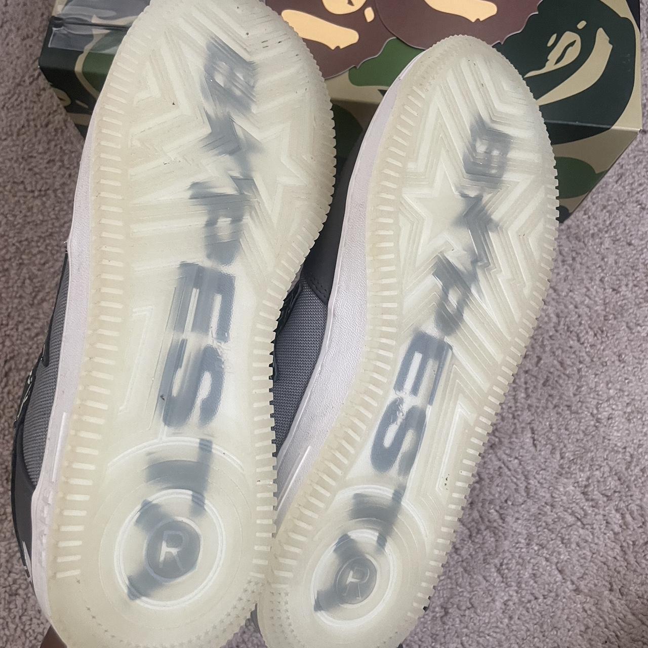 bapestas size 8.5 grey light grey and white and glow... - Depop