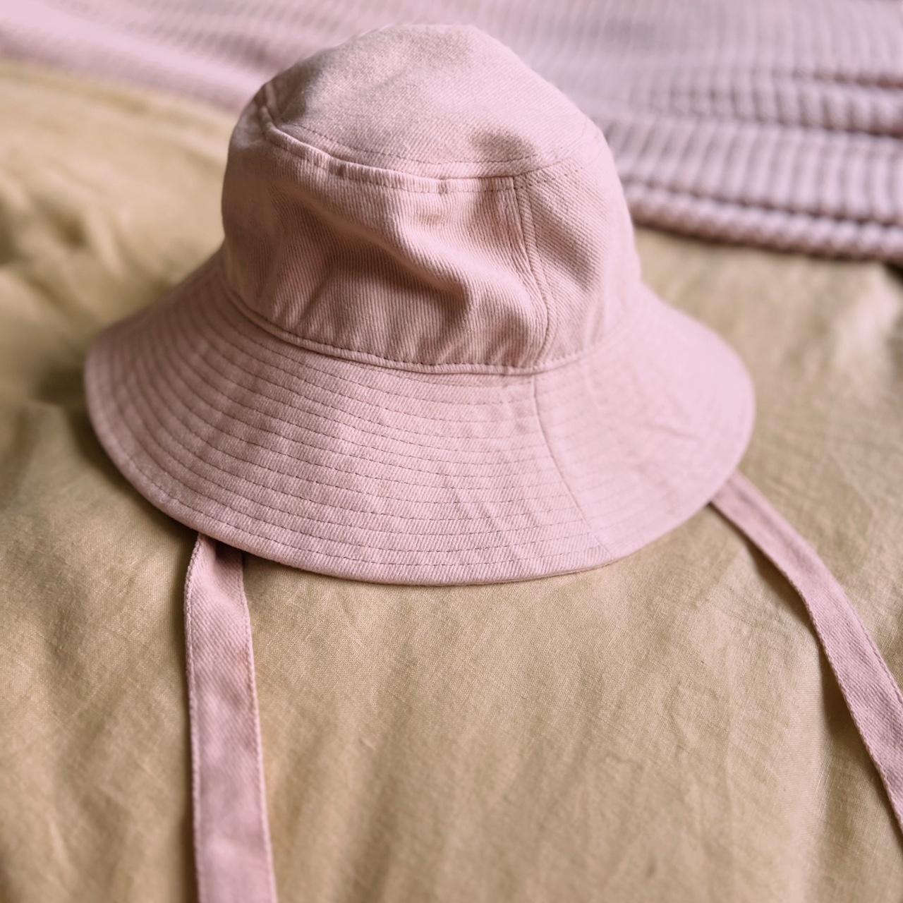 Super cute pastel pink bucket hat with ties Great... - Depop