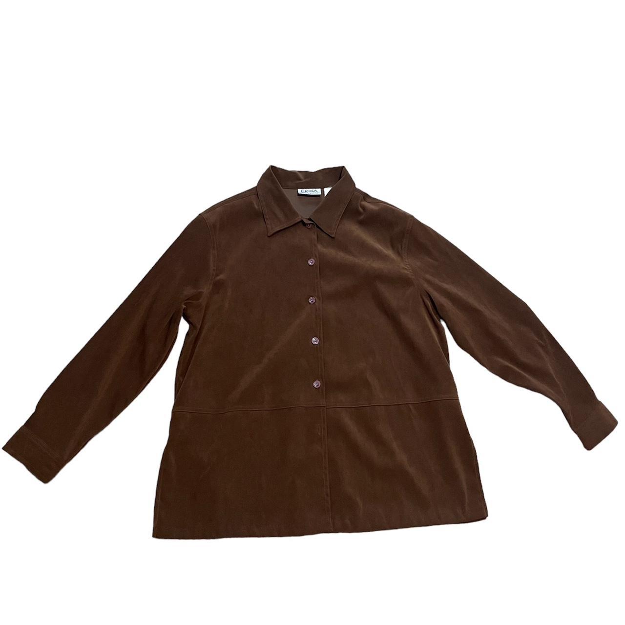 Smooth material brown button up shirt Could be worn... - Depop