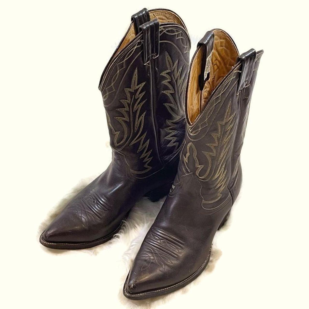 Nocona Brown/Beige Leather Vintage Western Cowboy... | Depop