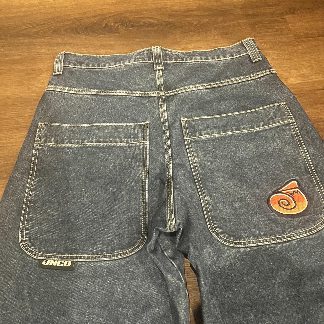 JNCO denim jeans with unique back pocket graphics... - Depop