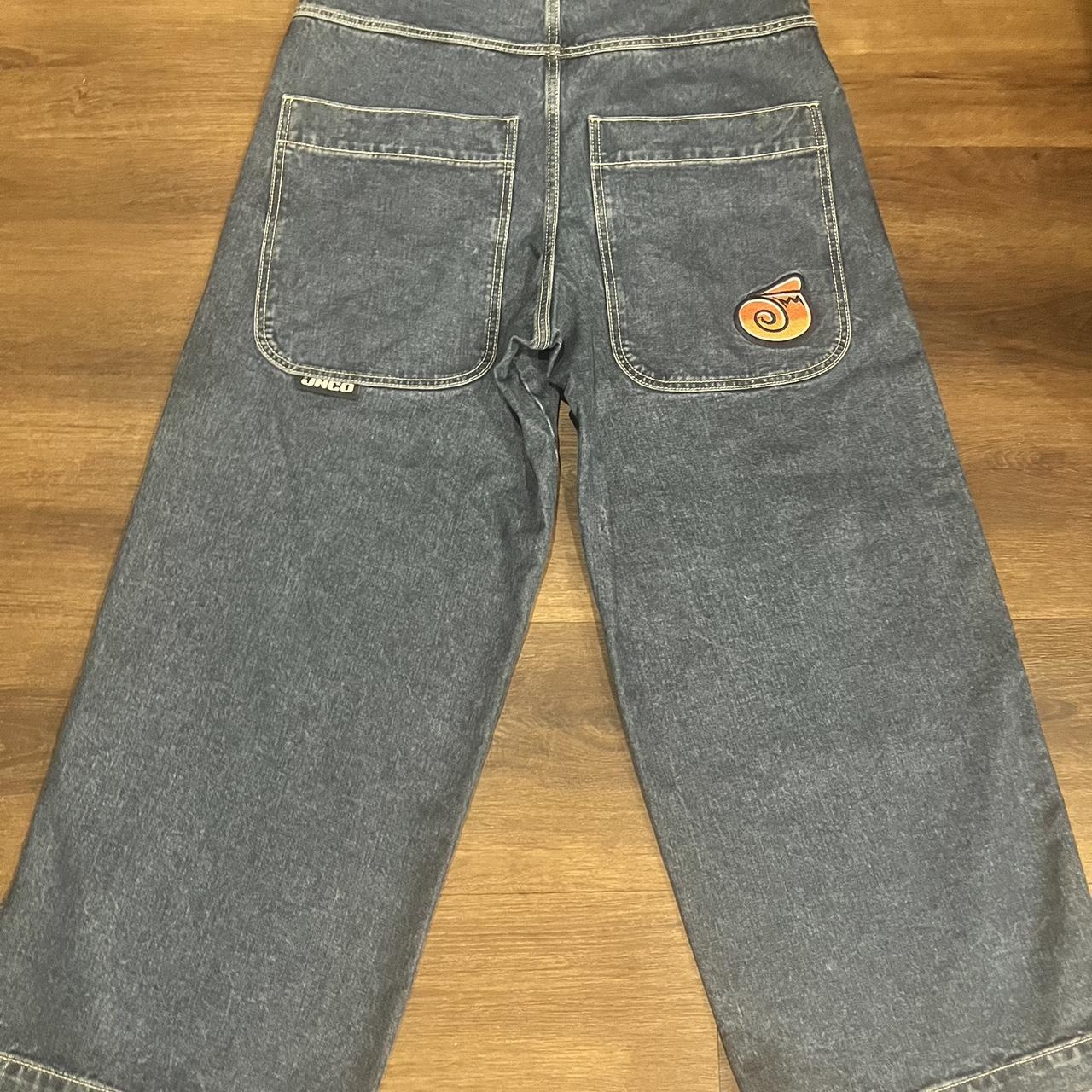 JNCO denim jeans with unique back pocket graphics... - Depop