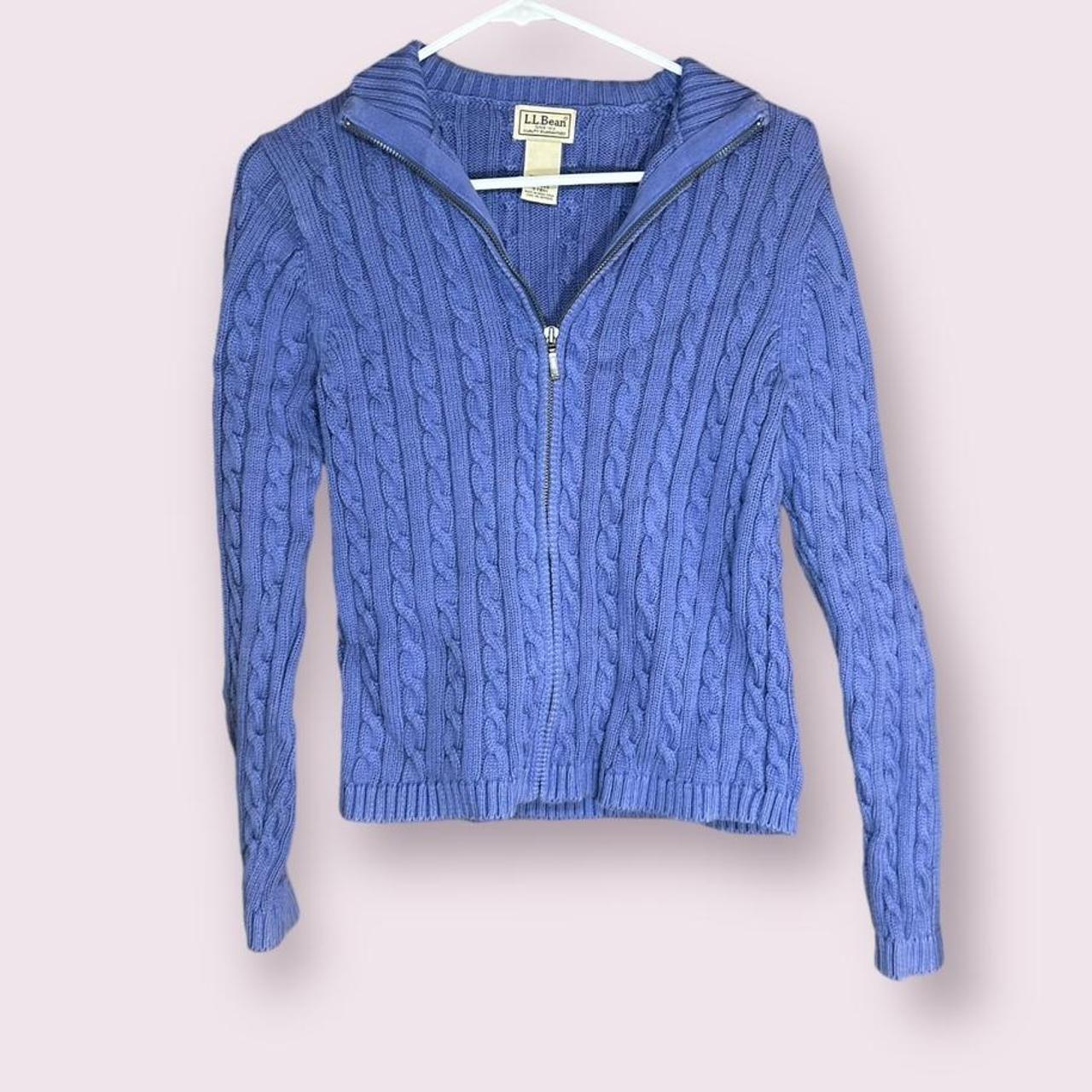 Vintage Blue Full Zip Sweater LLbean full... - Depop
