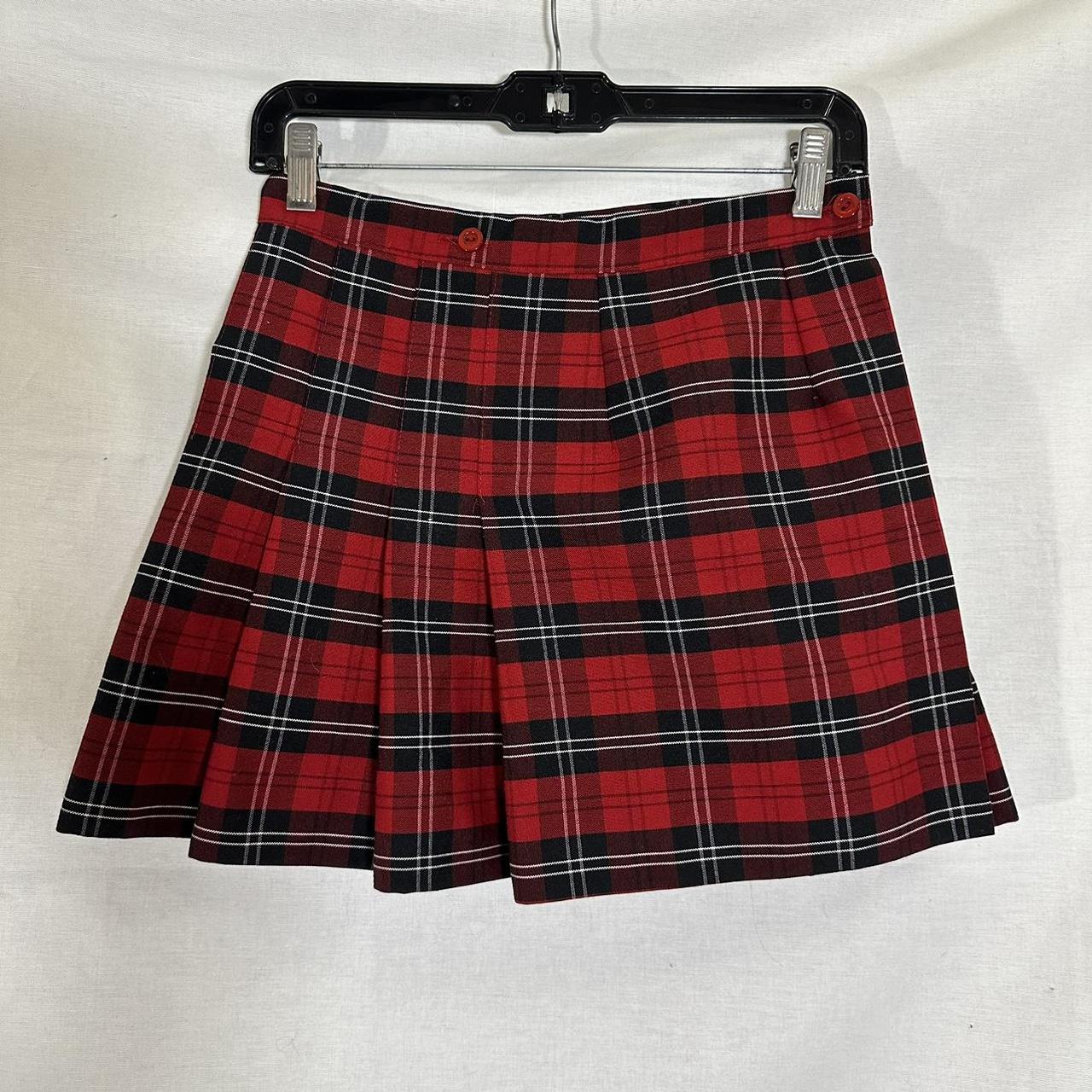Vintage Royal Park Uniforms Red Plaid Pleated Wrap... - Depop
