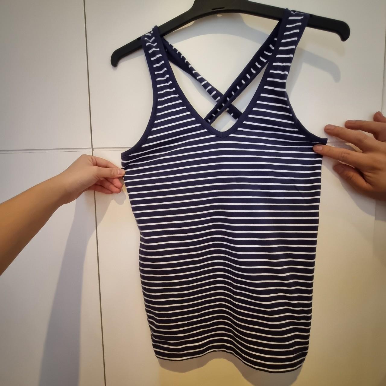Esprit navy white strips singlet Cross back | Depop