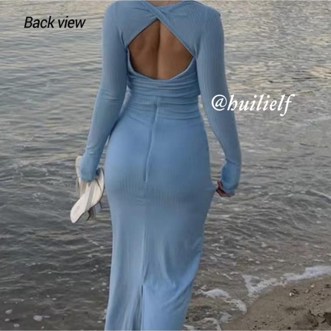 Two piece ribbed midi dress in blue Brand new with... - Depop
