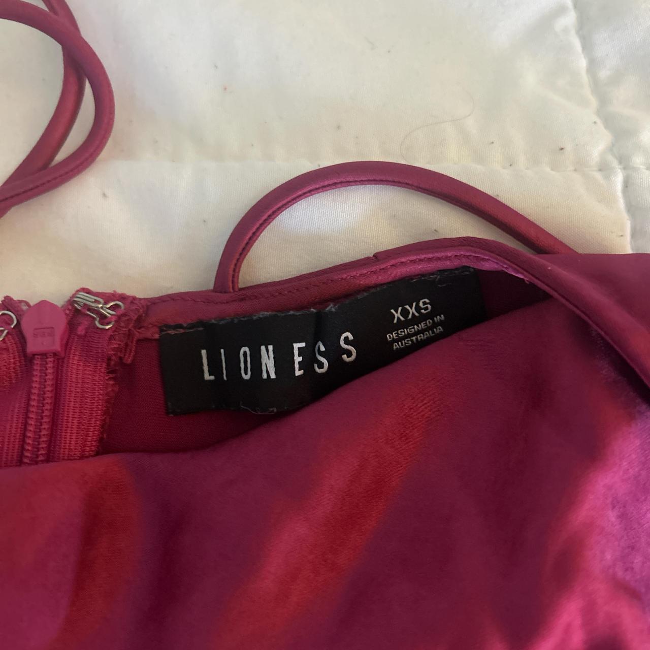 Dark pink satin slip midi dress with slit from... | Depop