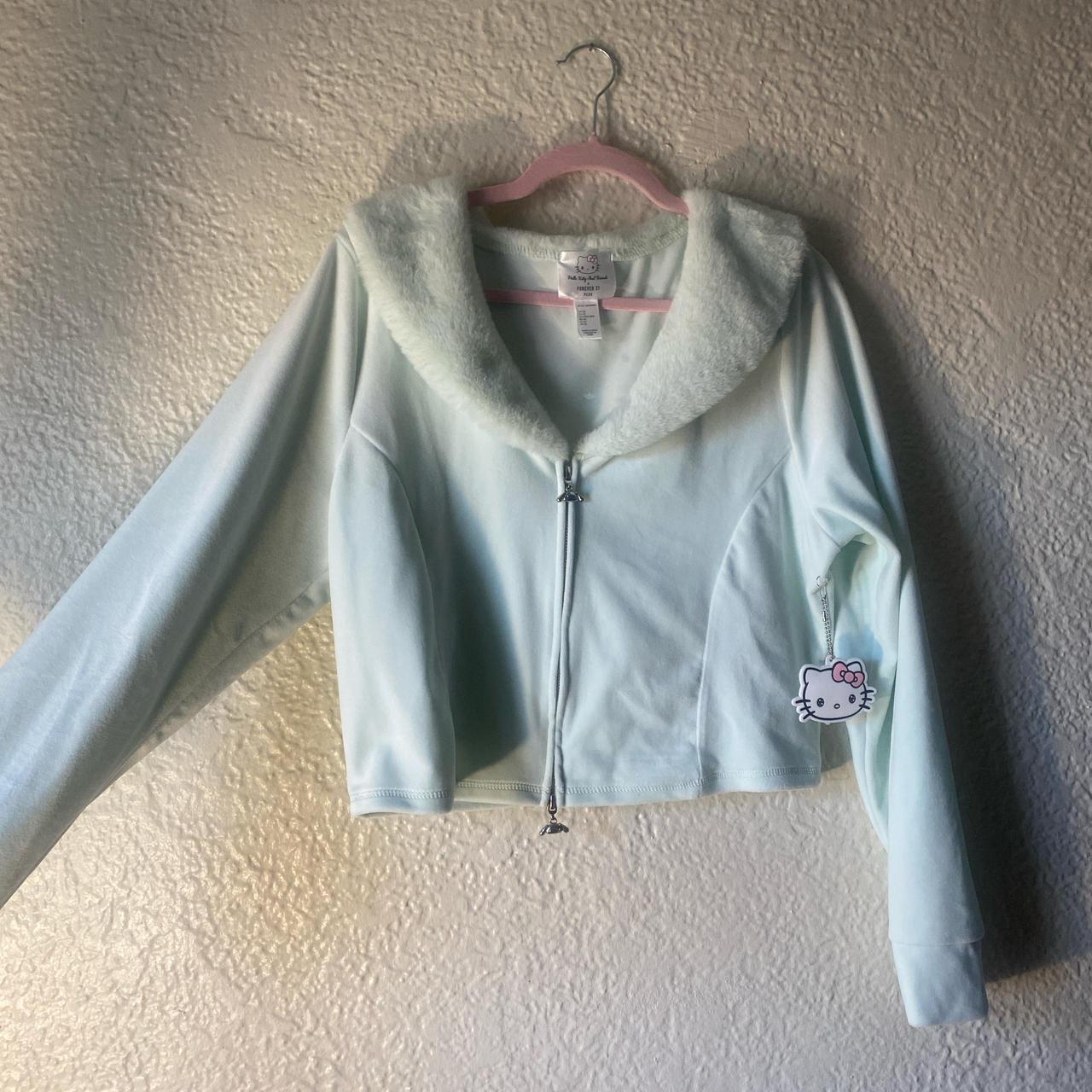 Pastel plus size hello kitty velour sweater with fur... | Depop
