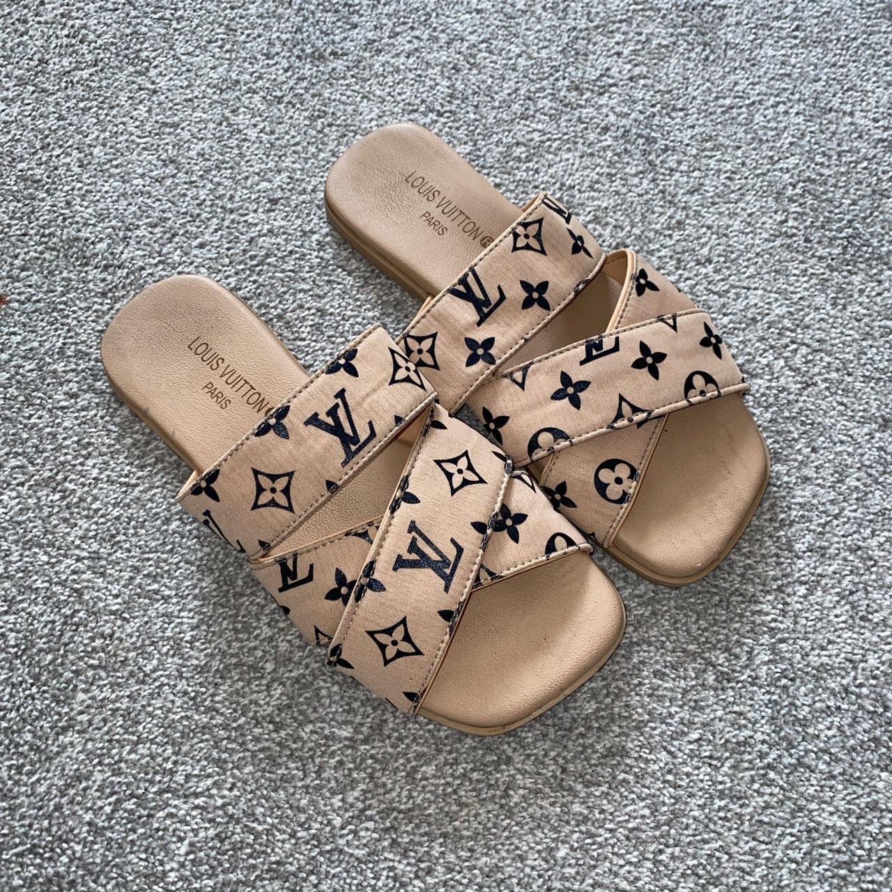 Womens beige Louis Vuitton sandals size 5 - Depop