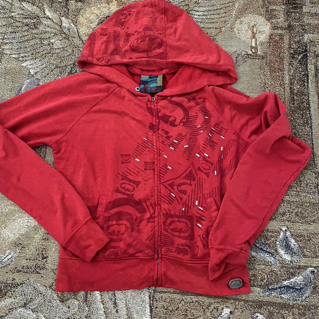 women’s Red Ecko Unltd. zip up hoodie with bold... - Depop