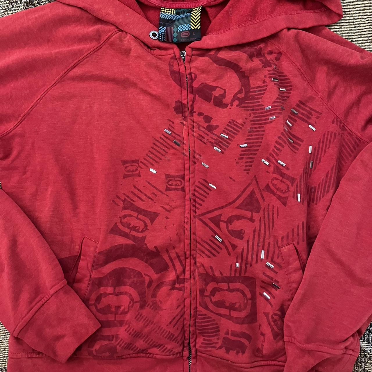 women’s Red Ecko Unltd. zip up hoodie with bold... - Depop