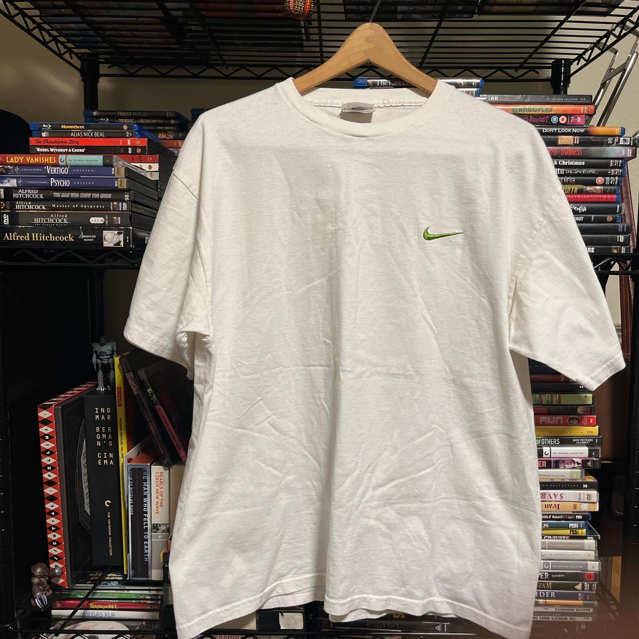 Nike Green Swoop White T Shirt Made In Mexico Size... - Depop