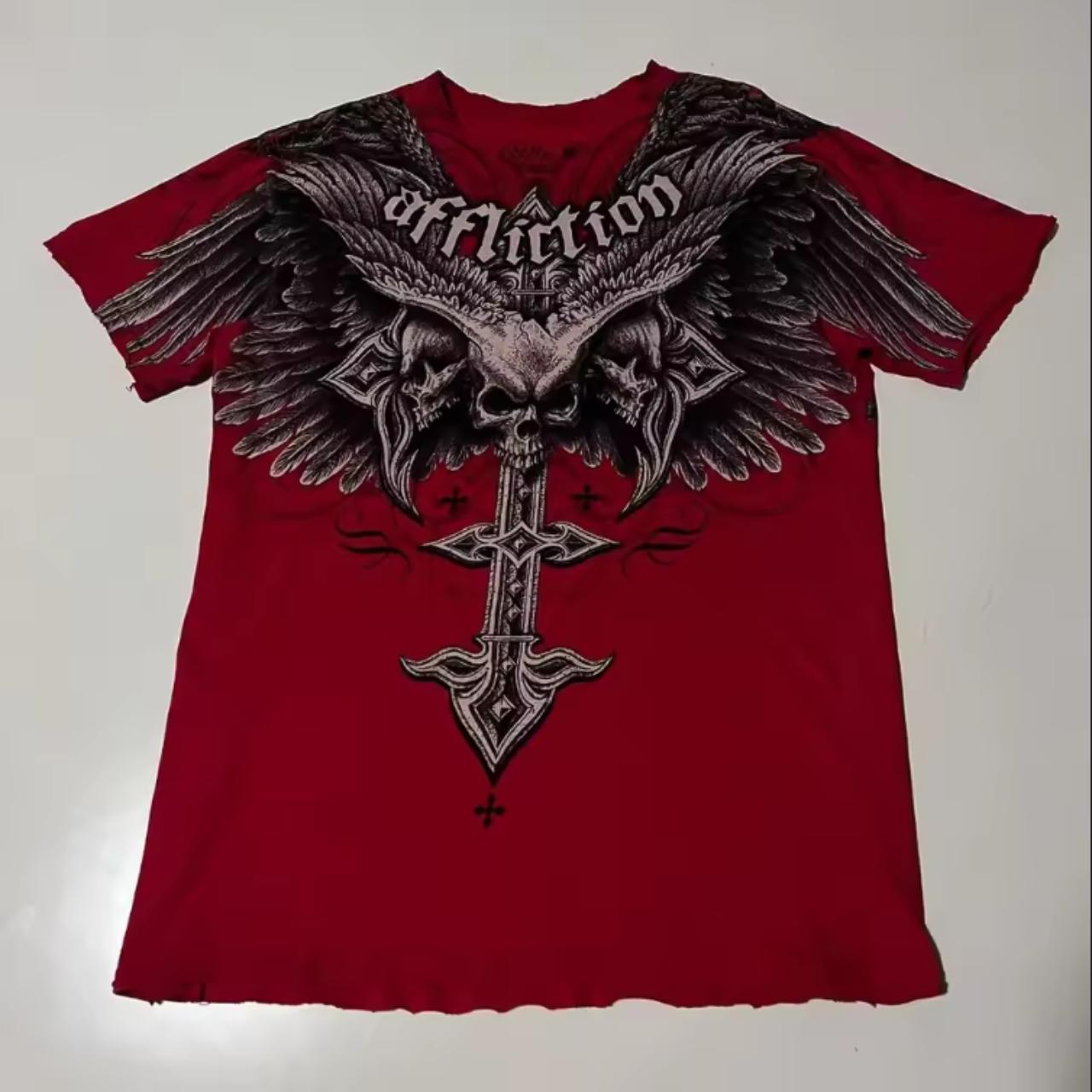 2000s Affliction Shirt red - Depop