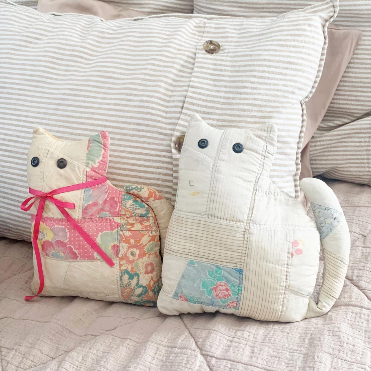 Vintage Patchwork Quilt Cat Kitty Plush Stuffed... - Depop